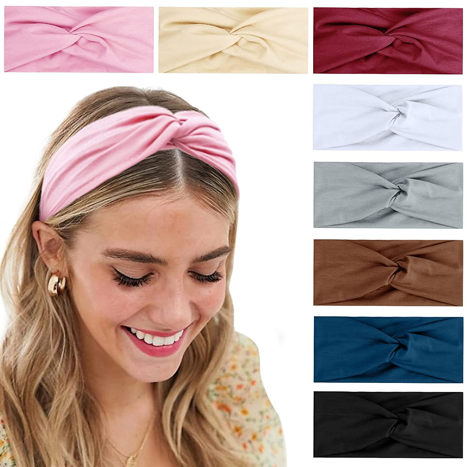 TIFOR 8 Pack Wide Headbands for Women Girls Workout Yoga Running Womens ...