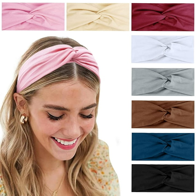 TIFOR 8 Pack Wide Headbands for Women Girls Workout Yoga Running Womens ...