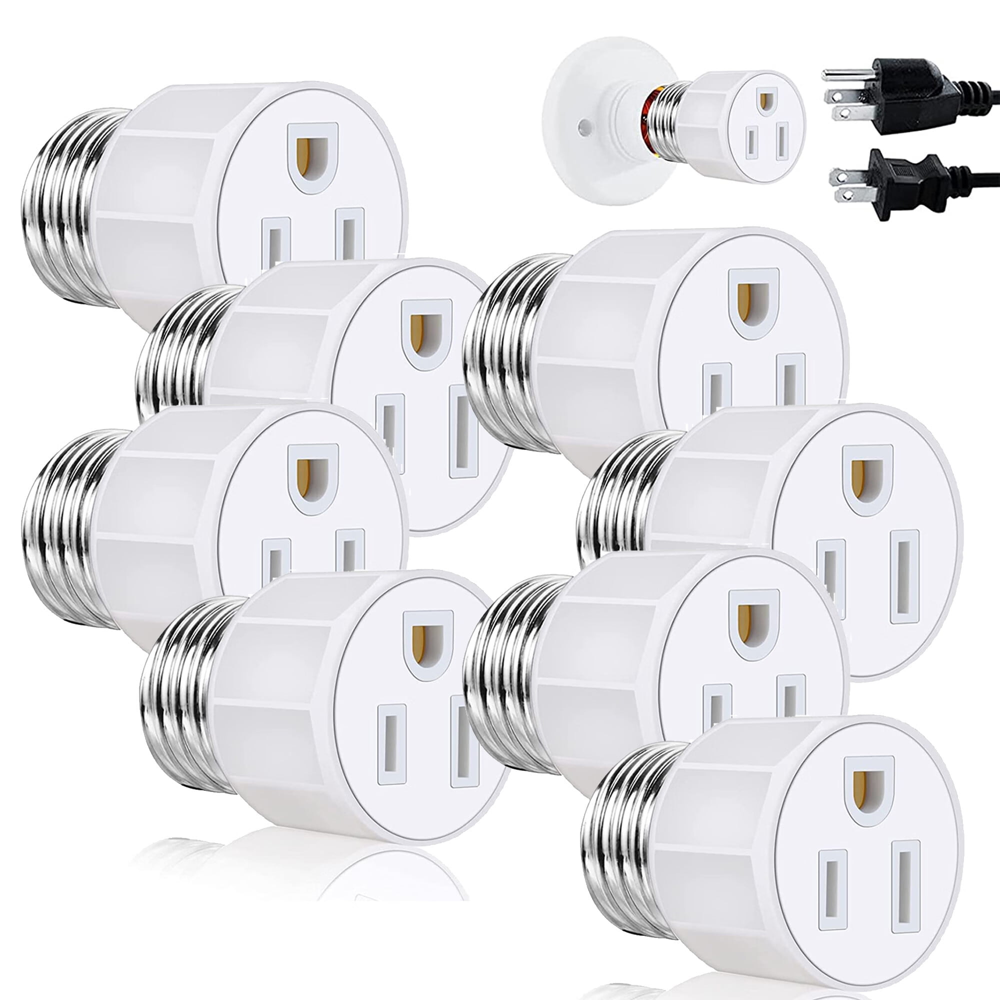 TIFOR E26/E27 3-Prong Light Bulb Socket Adapter (8 Count) - Walmart.com