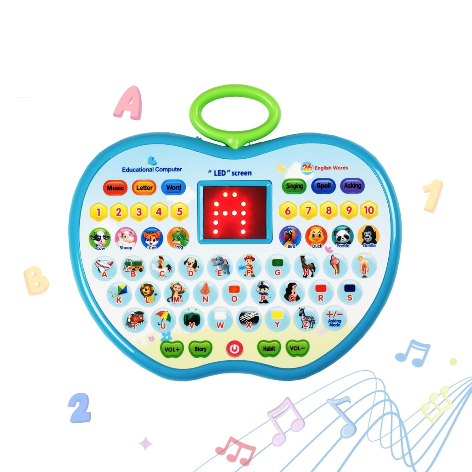 TIFOR Educational Computer Toy for Kids, Apple Shape Electronic Baby ...