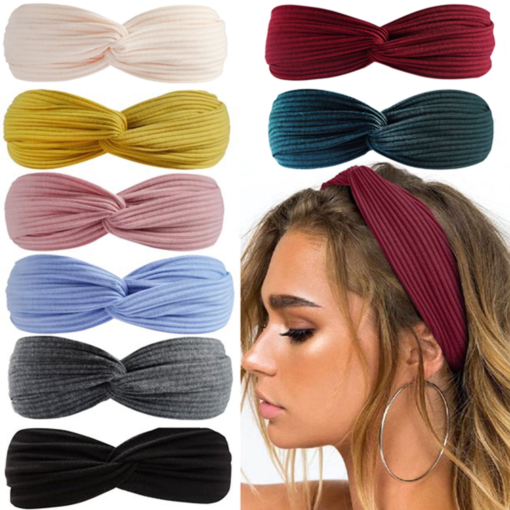 TIFOR Headbands for Women Twist Knotted Boho Stretchy Hair Bands for ...