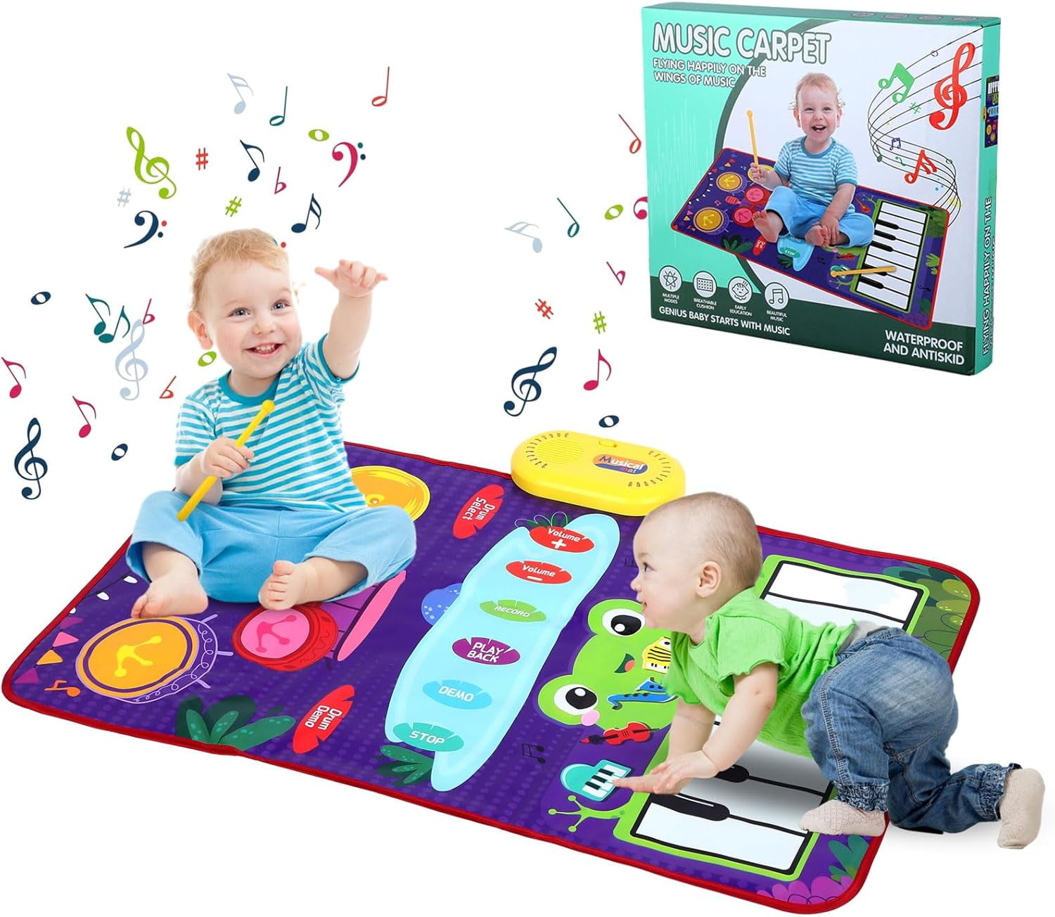 TIFOR Musical Mat for Toddlers - Piano Keyboard & Drum Mat 2 in 1 Toy ...