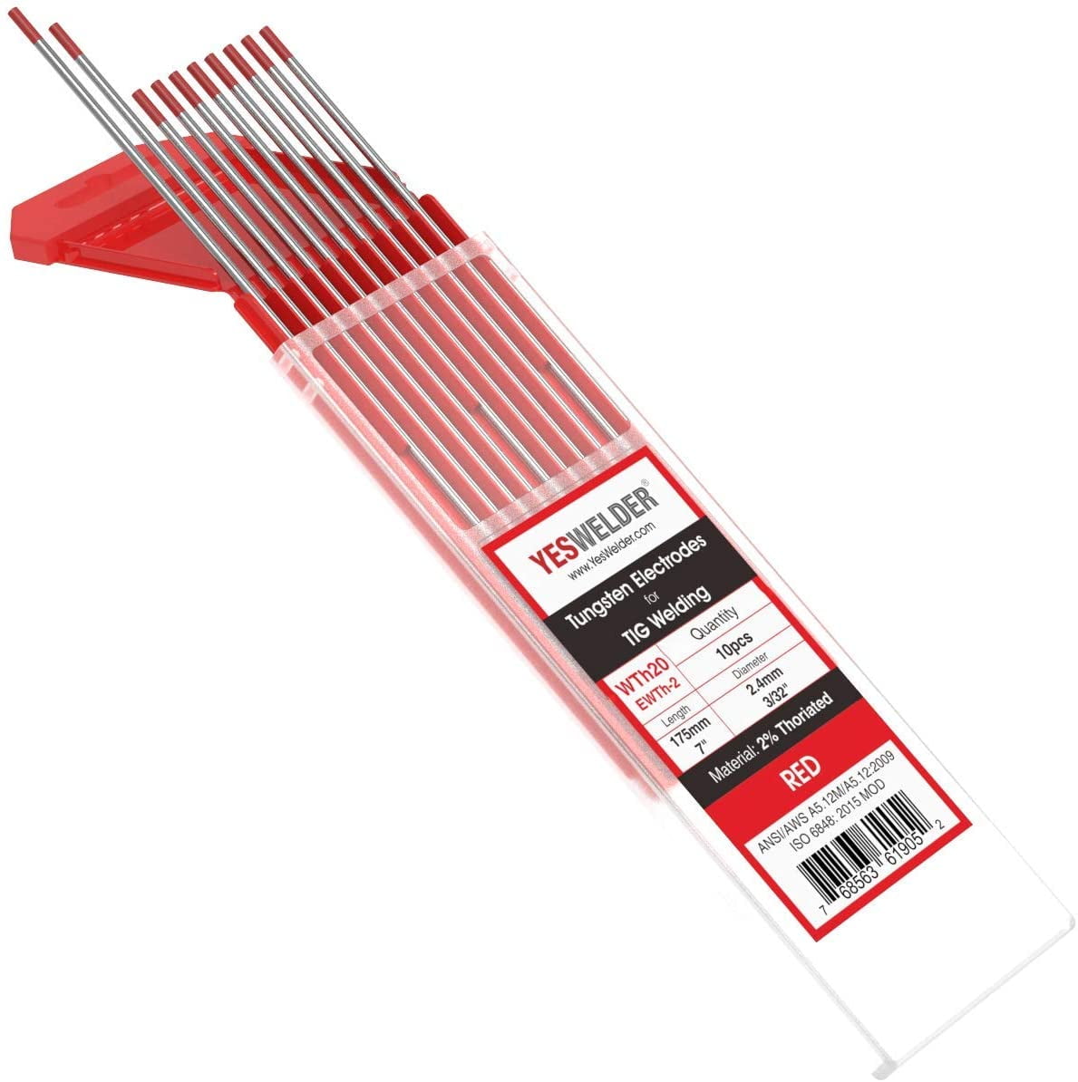 TIG Welding Tungsten Electrode 2% Thoriated 3/32" x 7" (Red, EWTh-2) 10 ...