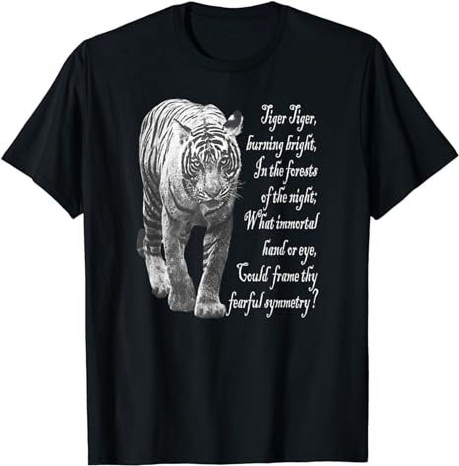 TIGER IN BLACK and WHITE WITH WILLIAM BLAKE VERSE T-Shirt - Walmart.com