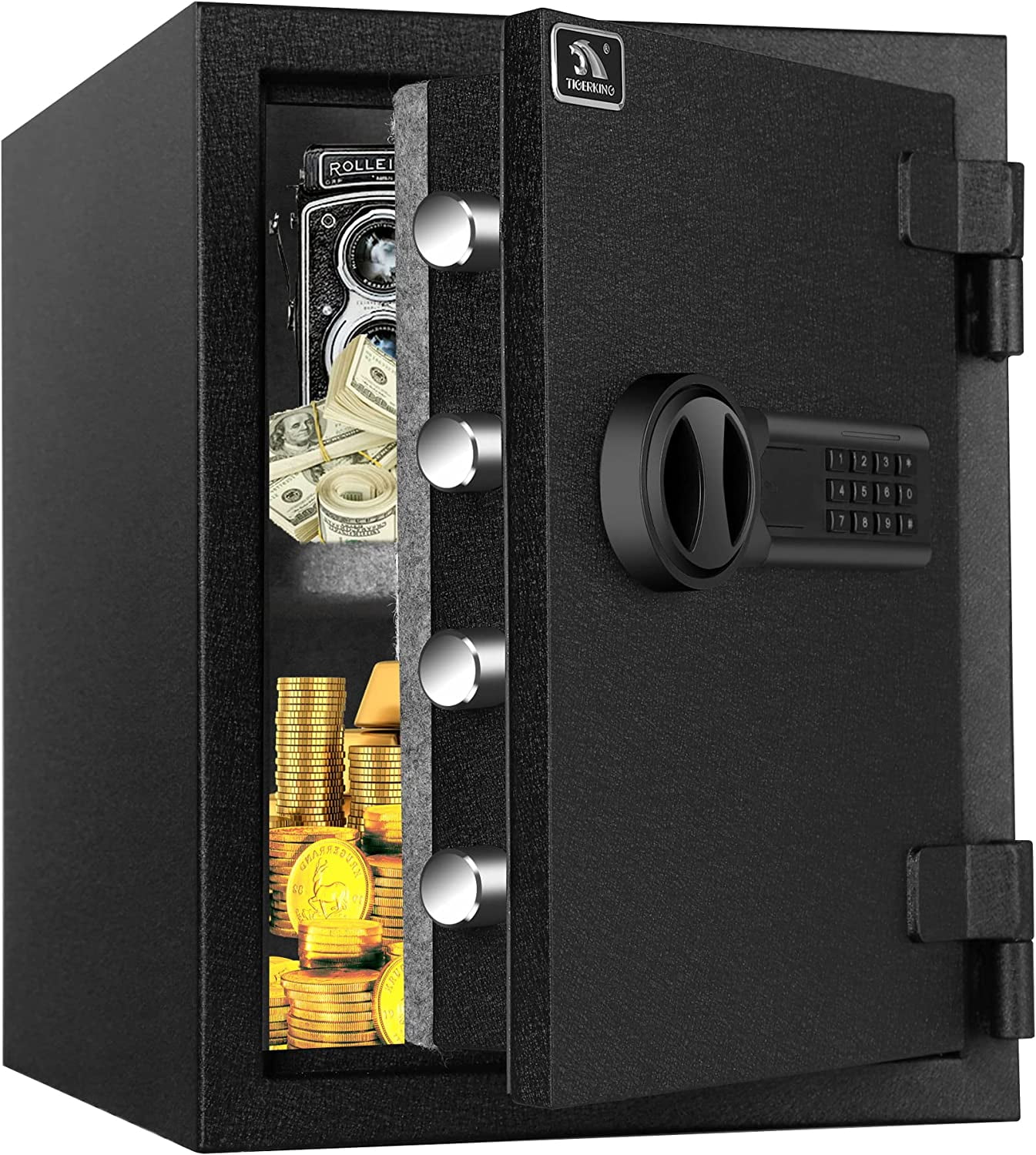 TIGERKING Fireproof Safe Box, 1.24 Cubic Feet, Steel Money Safe, Home ...