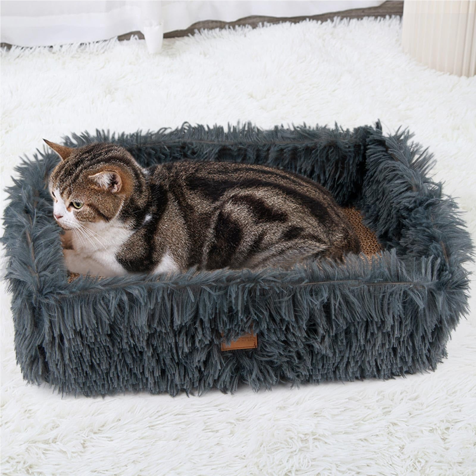 TIGOADT Cat Scratcher Bed,Cat Scratcher Box with Removable Cardboard ...