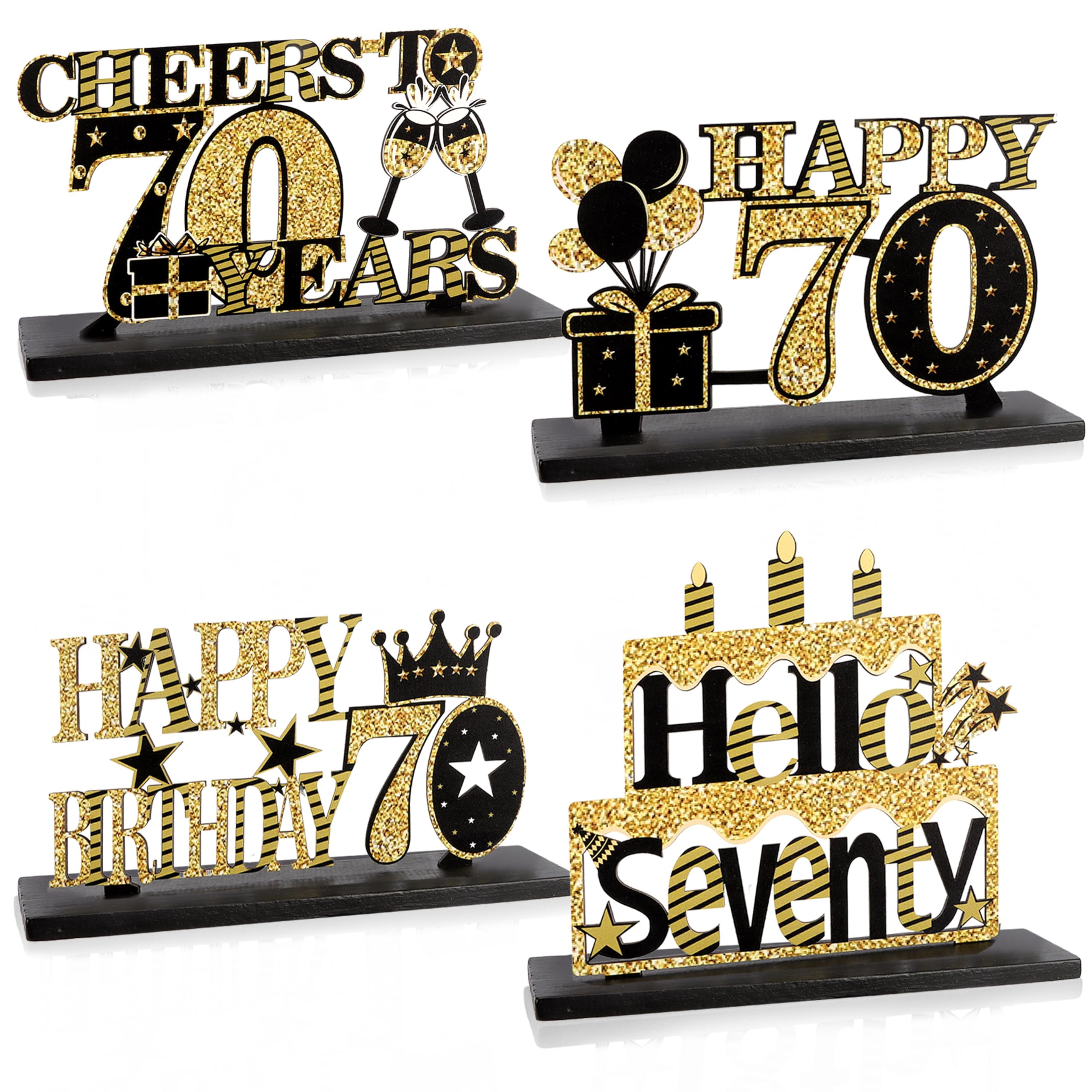 TIHEBAX 70th Birthday Decorations, STF9 Black Gold 70th Birthday ...