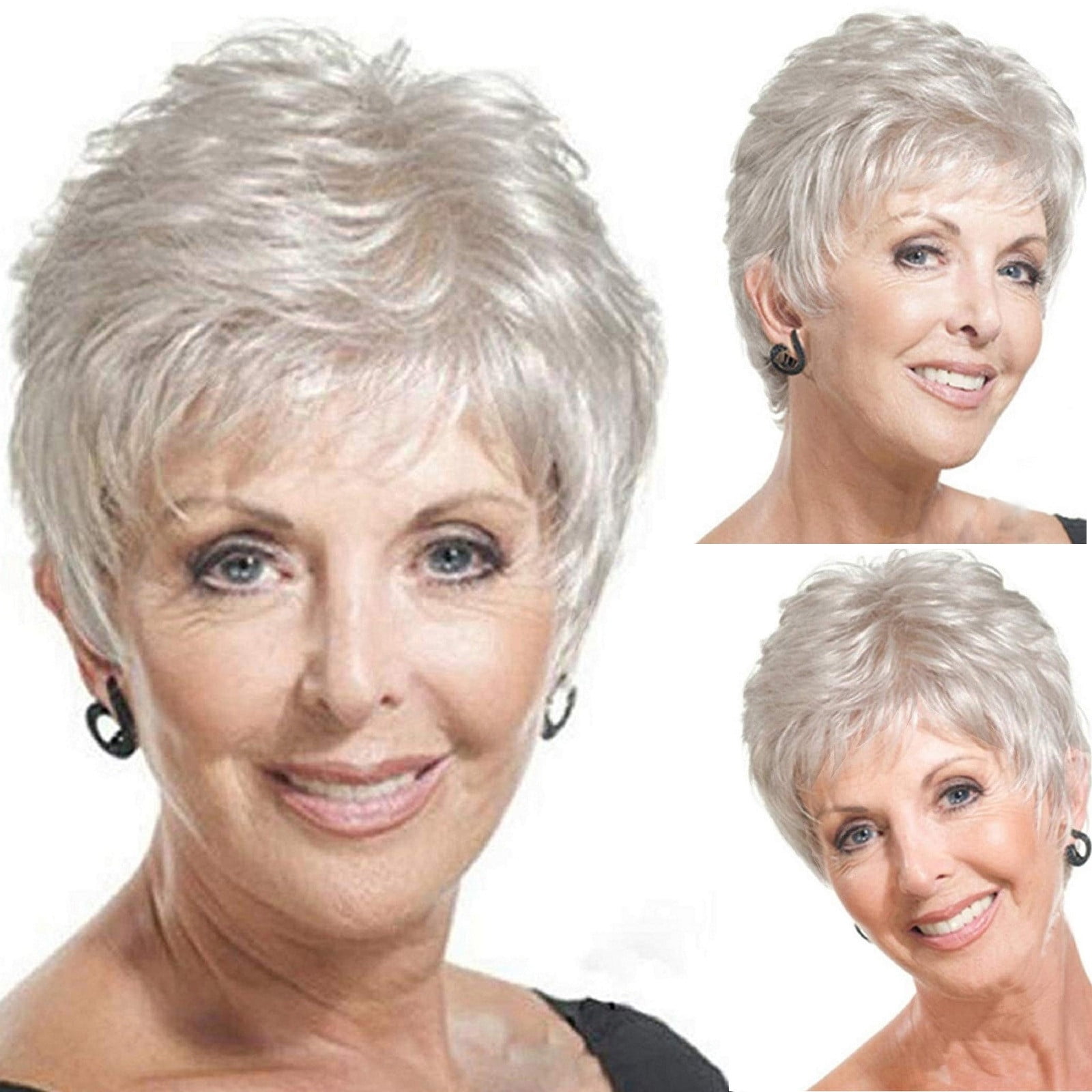 TIHLMK Light Blonde Short Hair Headgear Women With Bangs Natural Wig ...