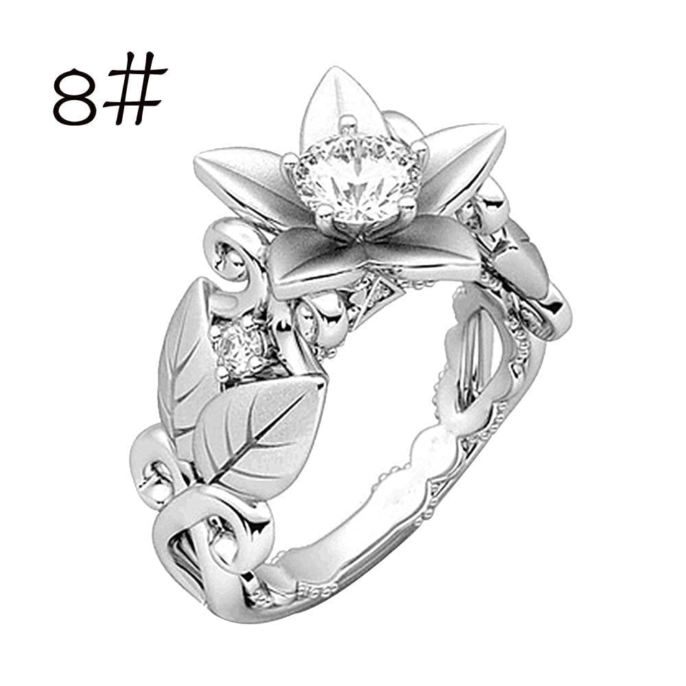 TIHLMK Ring for Women Beautiful Women's Floral Ring Rose Lucky Flower ...