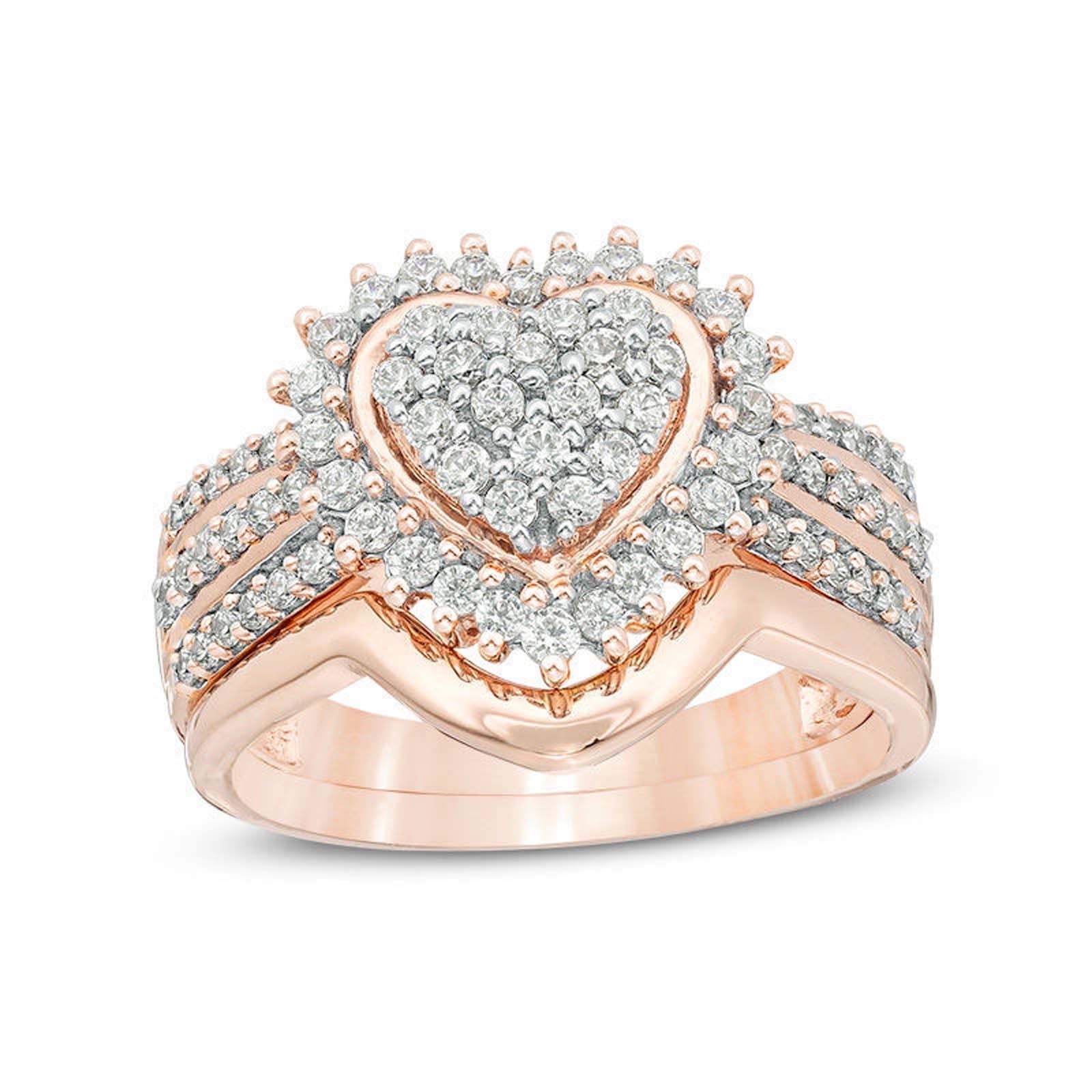 TIHLMK Promise Rings for Her Ladies Fashion Wedding Gold Ring Two Piece ...