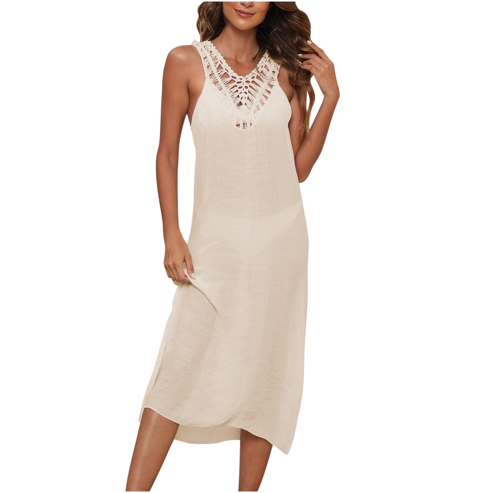 TIHLMK Sundresses for Women Casual Beach Women's Beach Skirt Hand Hook ...