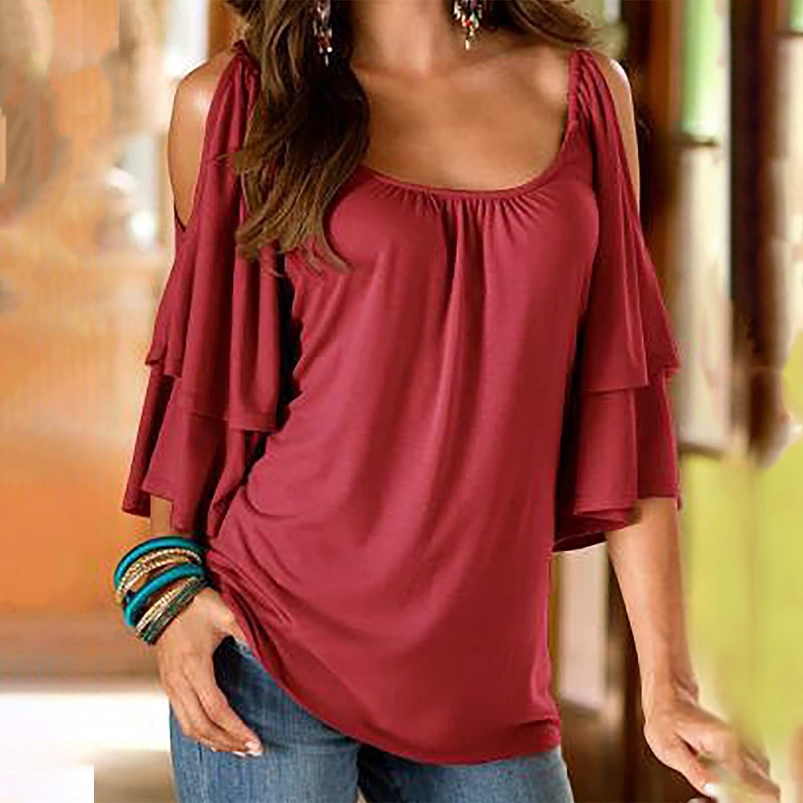 TIHLMK T Shirts for Women Women's Summer Printing Short Sleeve Strappy ...