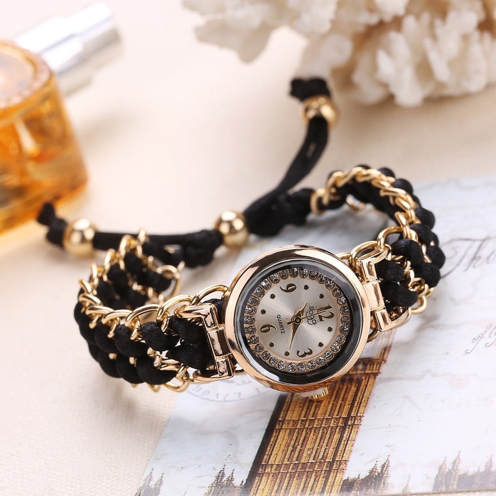 TIHLMK Watches for Women Knitting Rope Chain Winding Analog Quartz ...