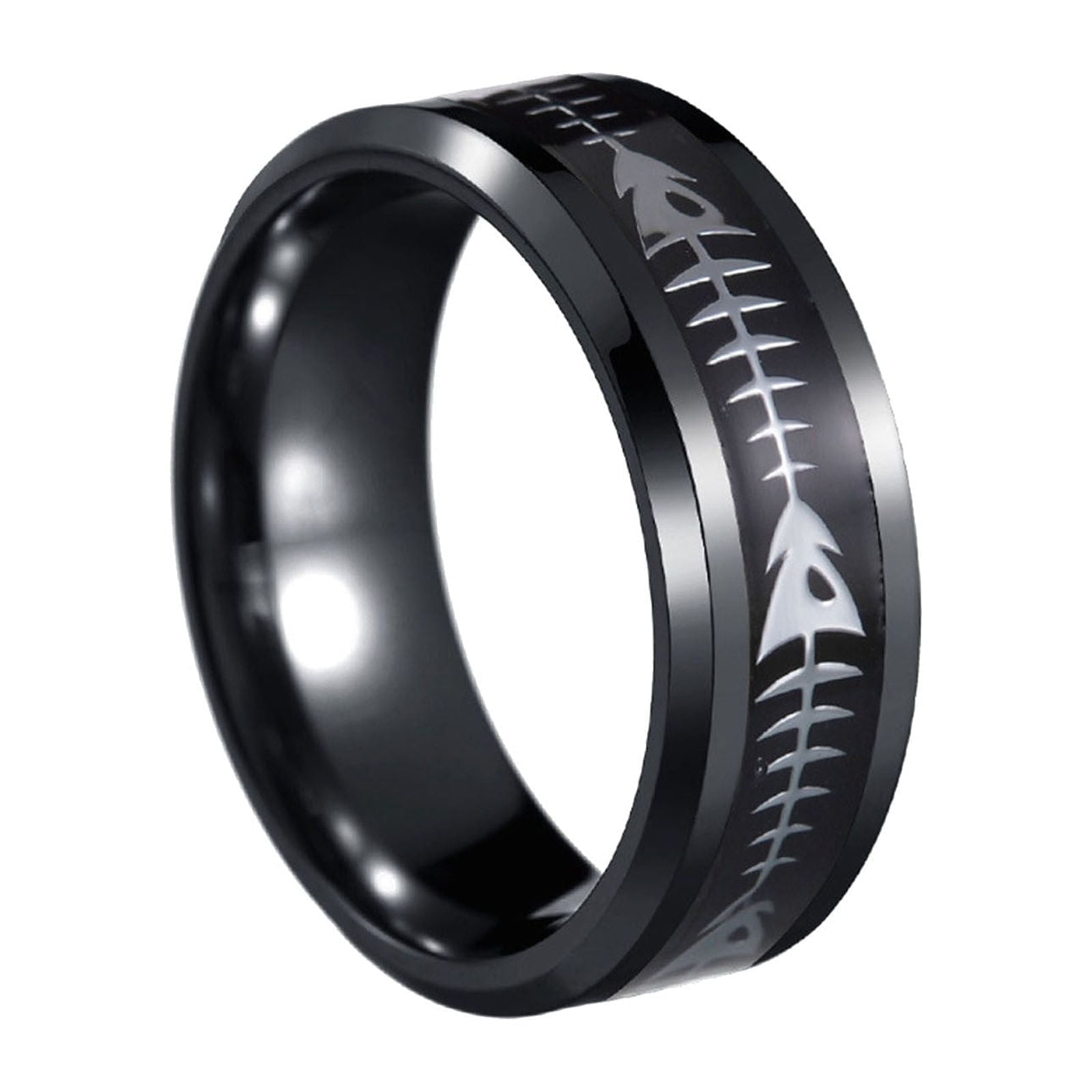 TIHLMK Women's Men's Rings Spinning Rings with Fishbone Pattern Ring ...