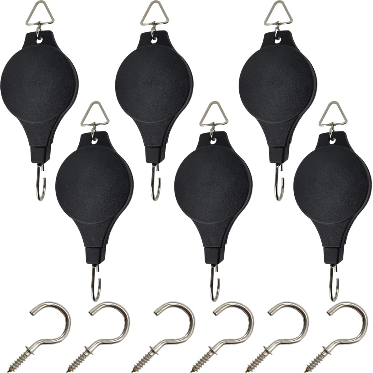 TIHOOD 6PCS Plant Pulley Hanger with 6 PCS Metal Ceiling Plant Hooks ...