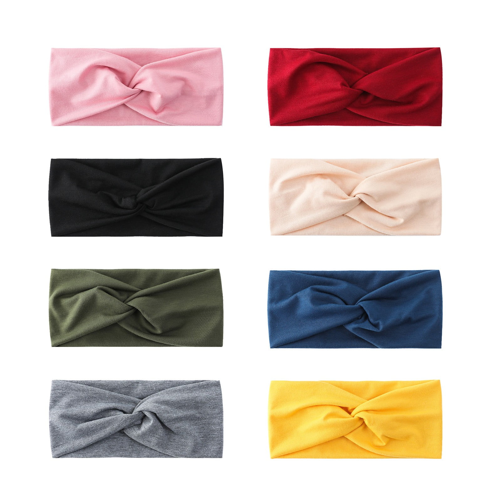 TIIFSWHS 8 Packets Knot Female Head With Yoga Elastic Headband Solid ...