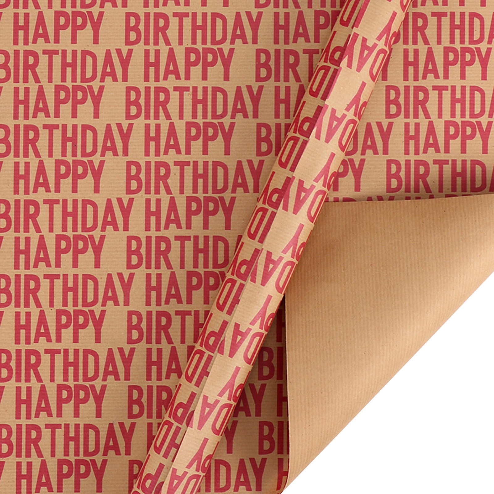 TIIFSWHS Happy Birthday Kraft Wrapping Paper Retro Gift Wrapping Paper ...