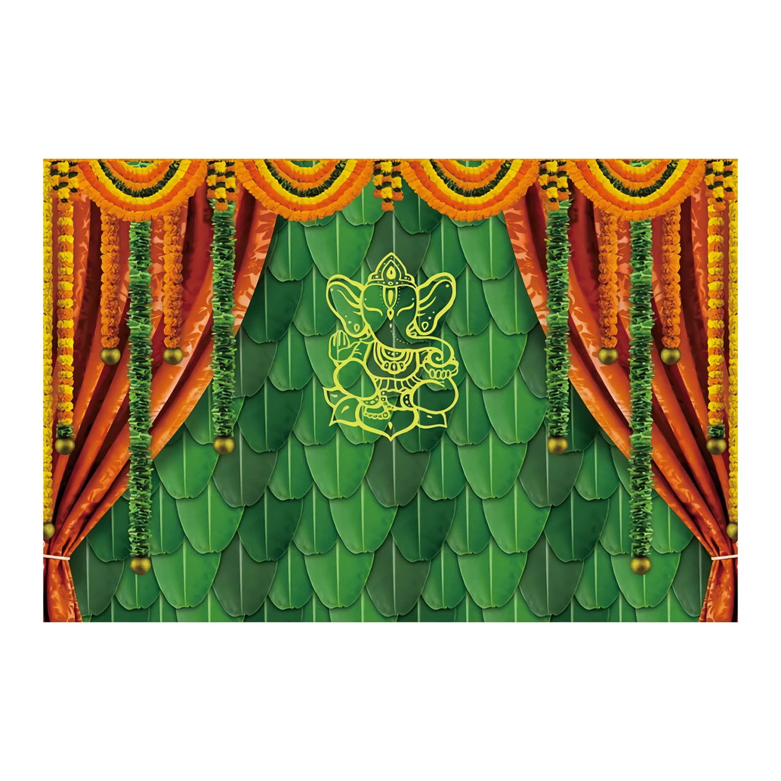 TIIFSWHS Pooja Traditional for Photography 7x5FT Green Banana Leaf ...