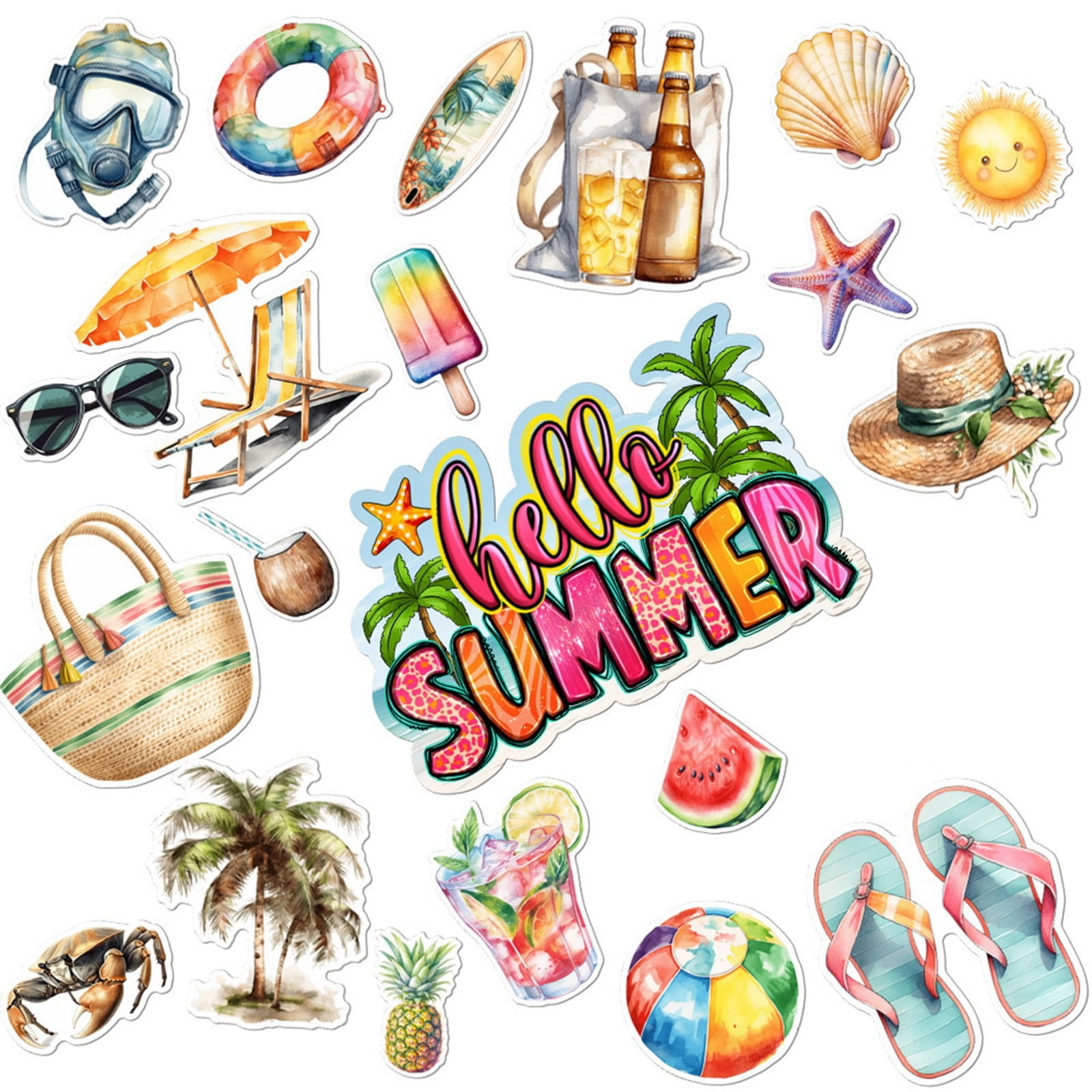 TIIFSWHS Summer Theme Stickers Refrigerator Beach Holiday Party Theme ...