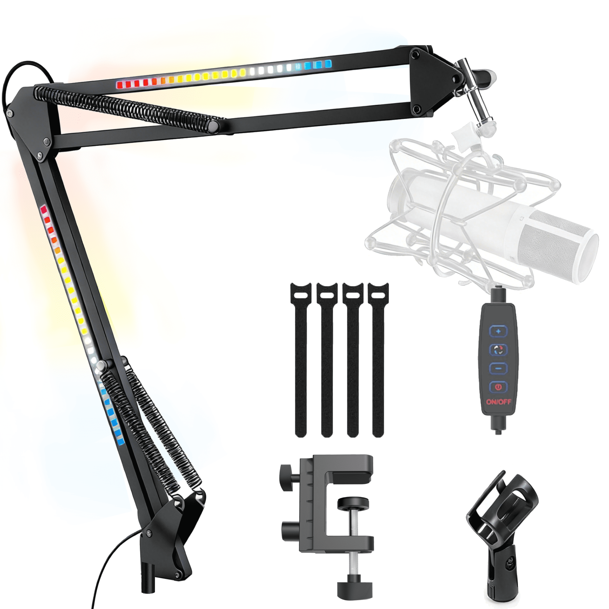 TIKBBRMG 11 levels RGB Microphone Stand, Adjustable Microphone Arm ...