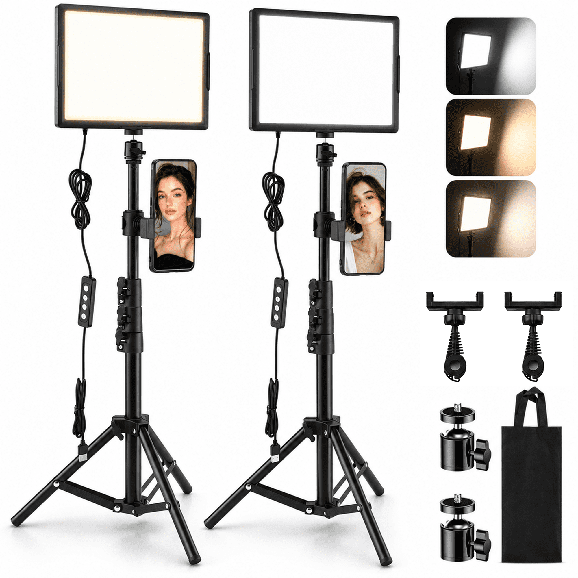TIKBBRMG 15W Studio Selife Light with 50" Tripod Stand and Phone ...