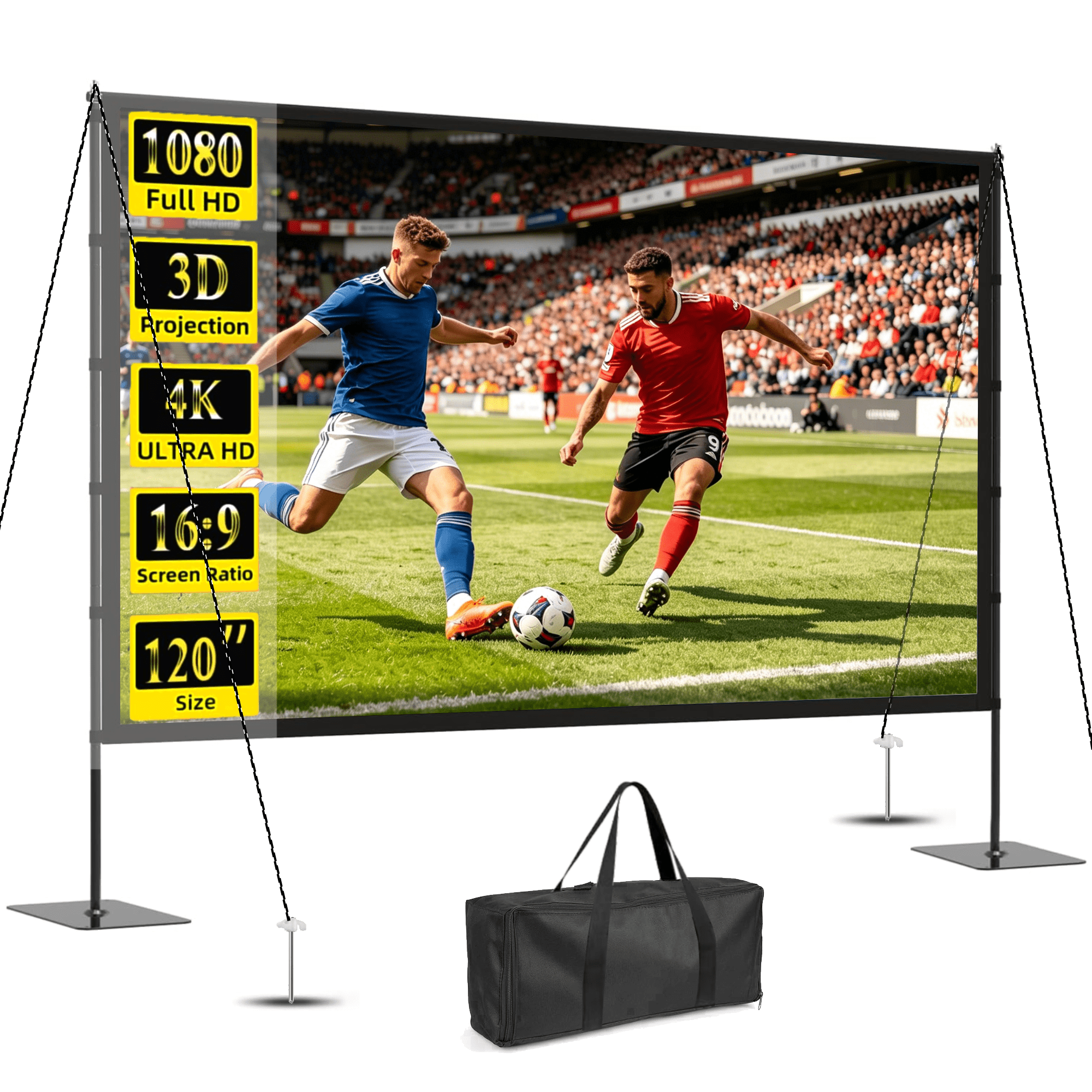 TIKBBRMG Projector Screen with Stand, 120inch Portable Outdoor Indoor ...