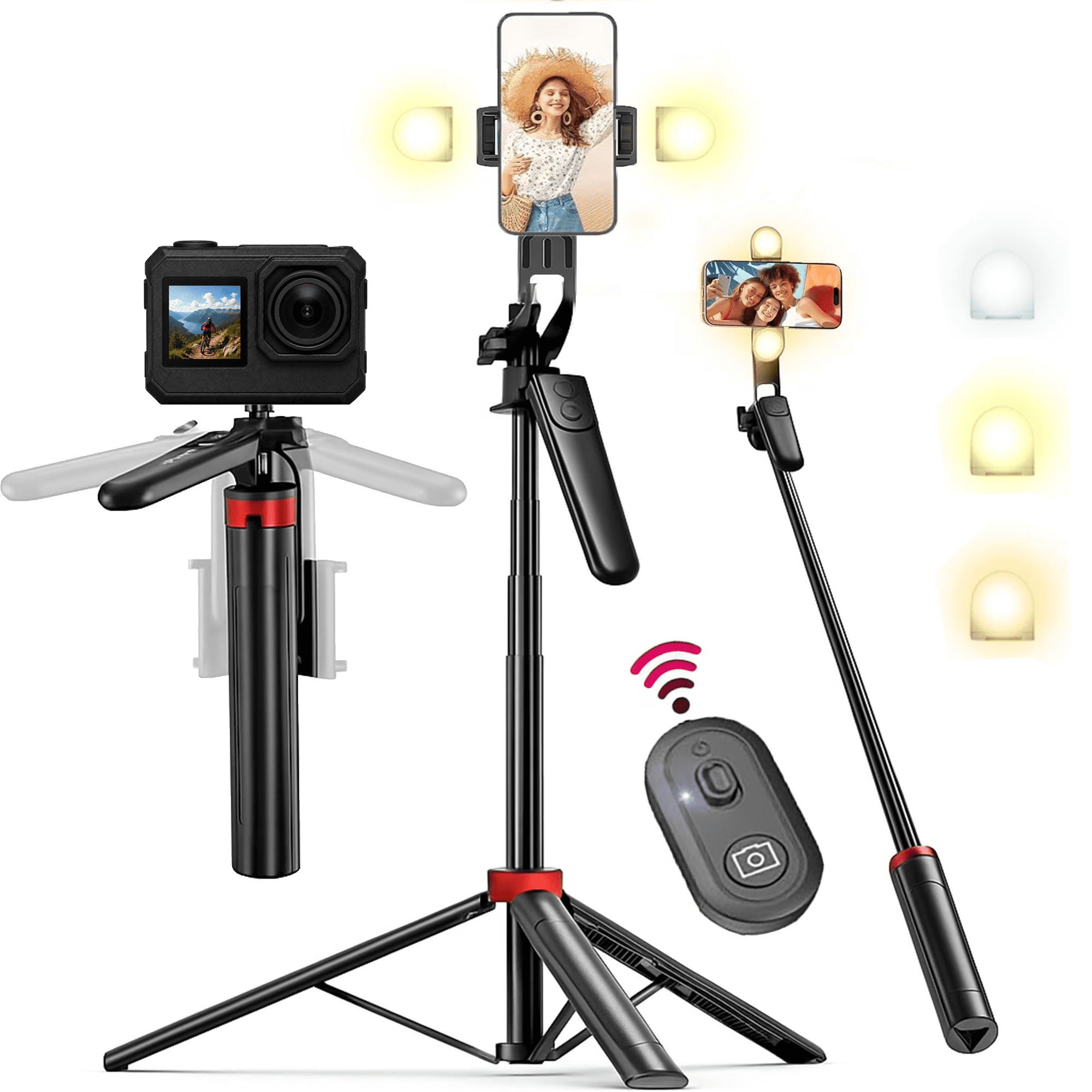 TIKBBRMG Phone Tripod and Selfie Stick 70.8in Extendable Phone Stand ...