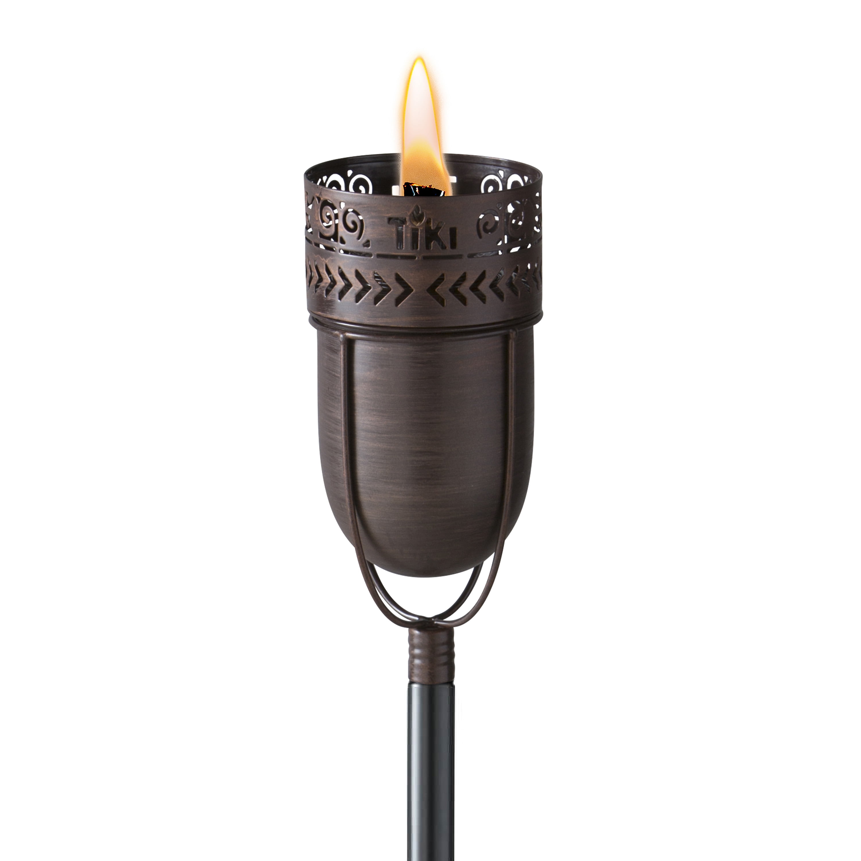TIKI 65-Inch Metal Outdoor Torch with Polynesian Design, Refillable ...