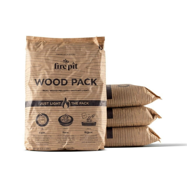 TIKI Easy Start Fire Pit Wood Packs – 30-Minute Burn, Hardwood Pellets ...