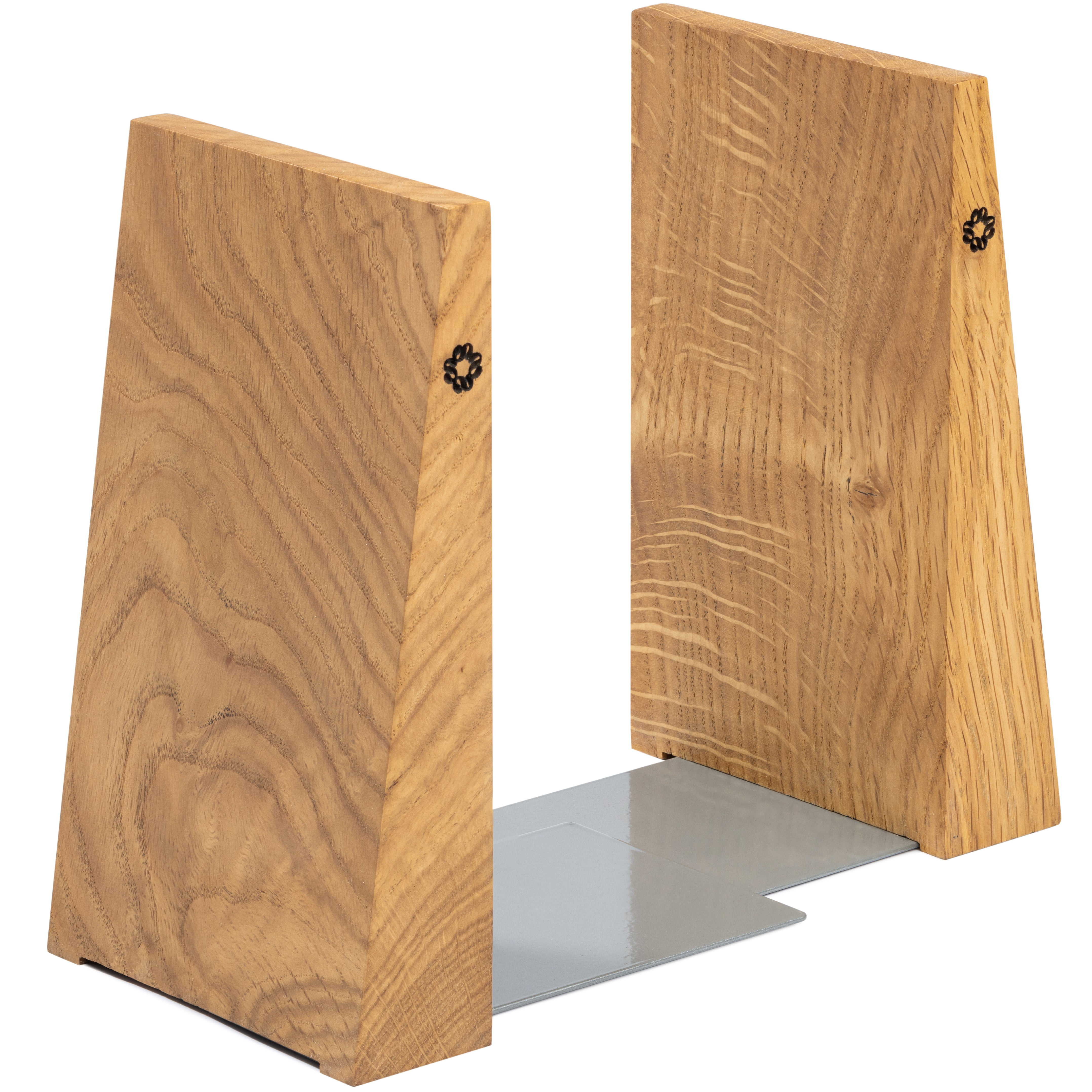 TILISMA Wooden Bookends, Handmade Oak with Metal Base, Sturdy ...