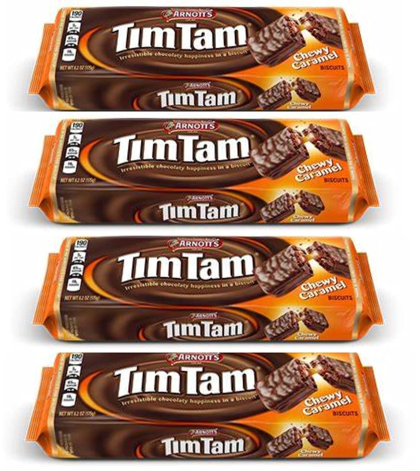 TIM TAM Chewy Caramel Choc Biscuits (Pack of 4 x 175g) FRESH ...