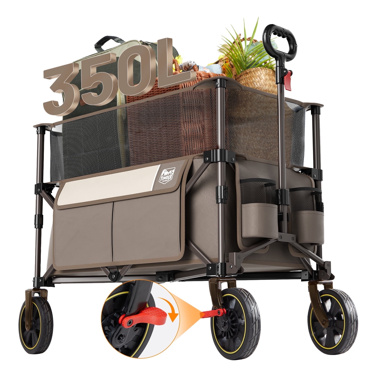 TIMBER RIDGE 350L Extra Large Collapsible Folding Wagon Carts with ...