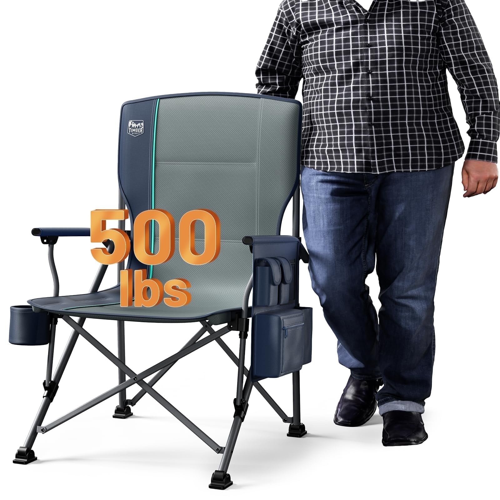 TIMBER RIDGE Oversized Folding Camping Chair High Back Heavy Duty for ...