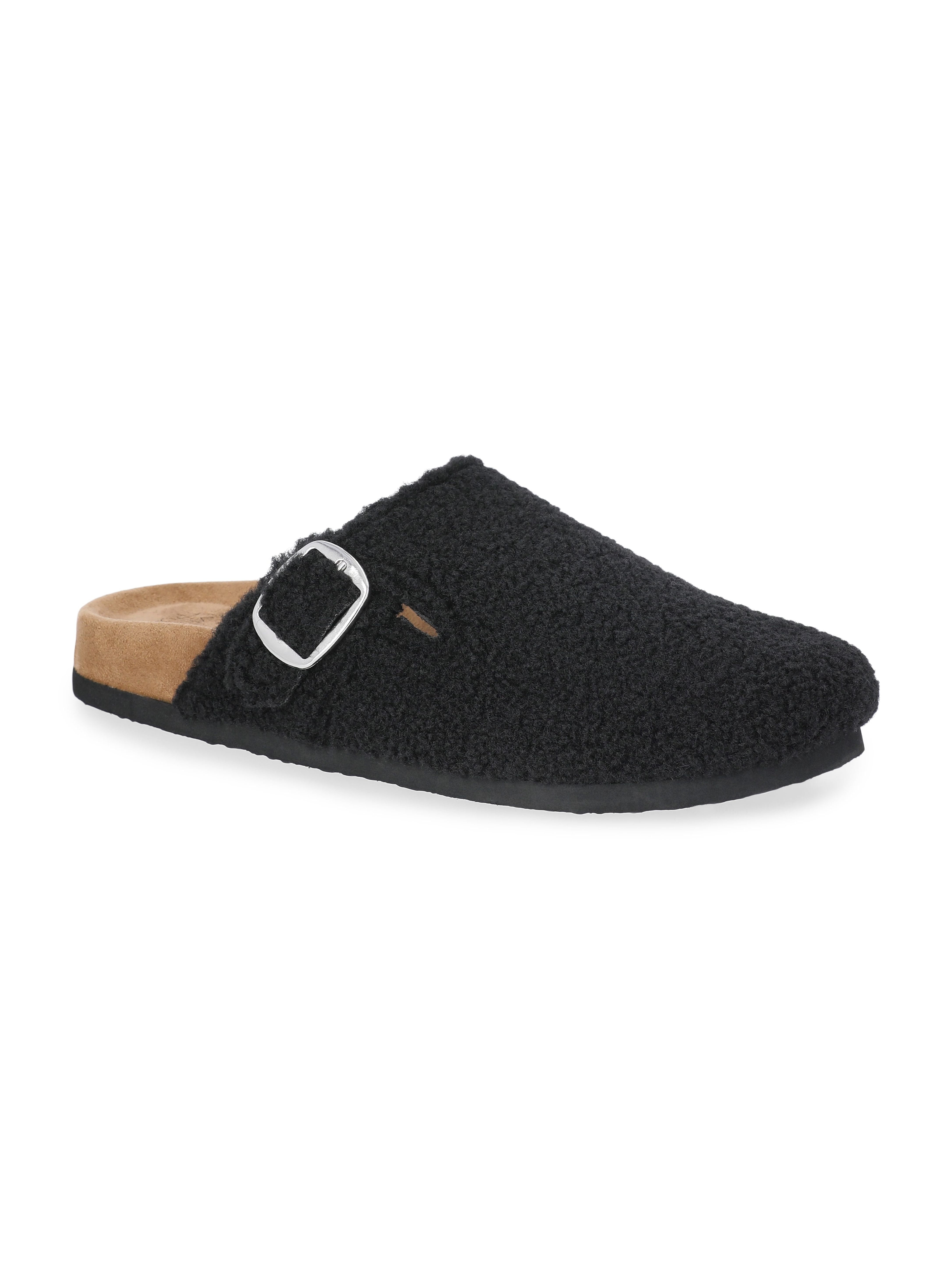 Time and Tru Women's Faux Shearling Buckle Clogs - Walmart.com