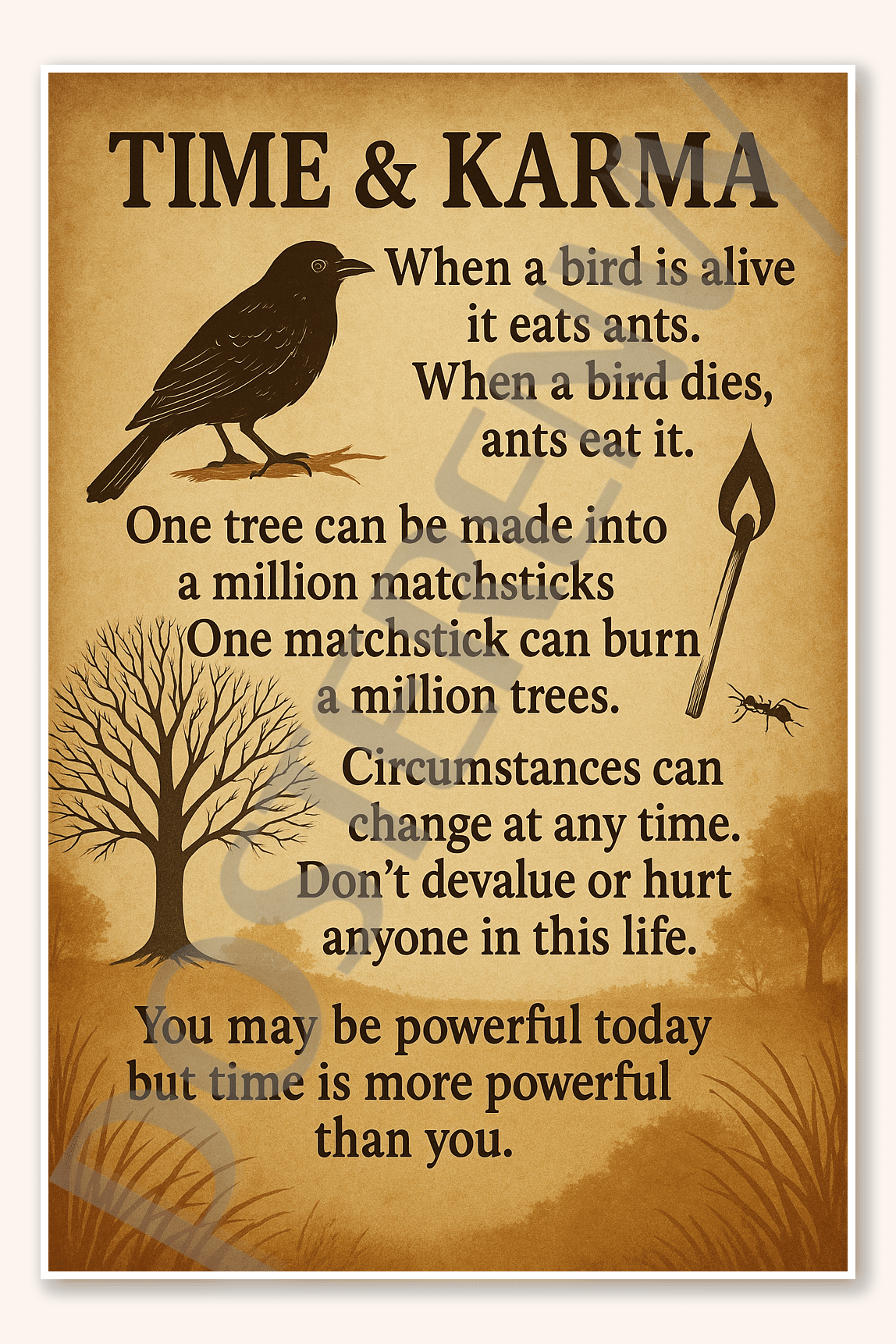 TIME & KARMA Poster - 18 inch x 12 inch - Walmart.com