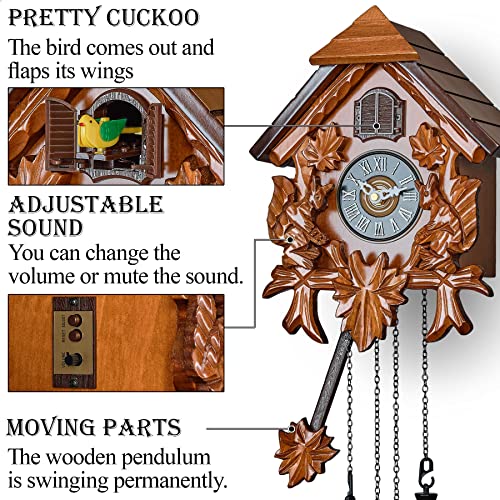TIMEGEAR Cuckoo Wall Clock with Night Mode in Traditional German Style ...