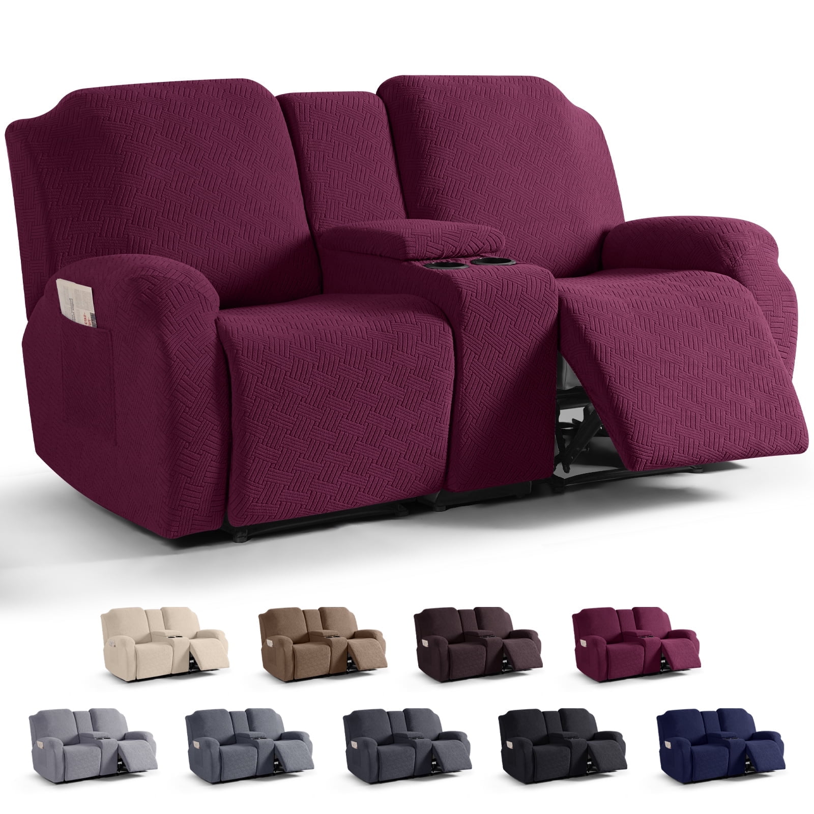 TIMELES 2 Seat Recliner Sofa Covers with Middle Console Slipcover ...