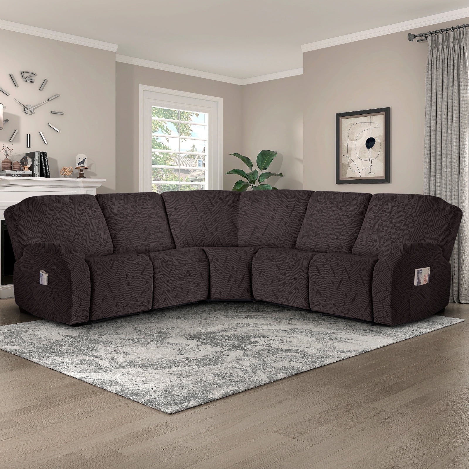 TIMELES 5 Seat Recliner Sofa Covers Stretch L Shape Sectional Couch ...
