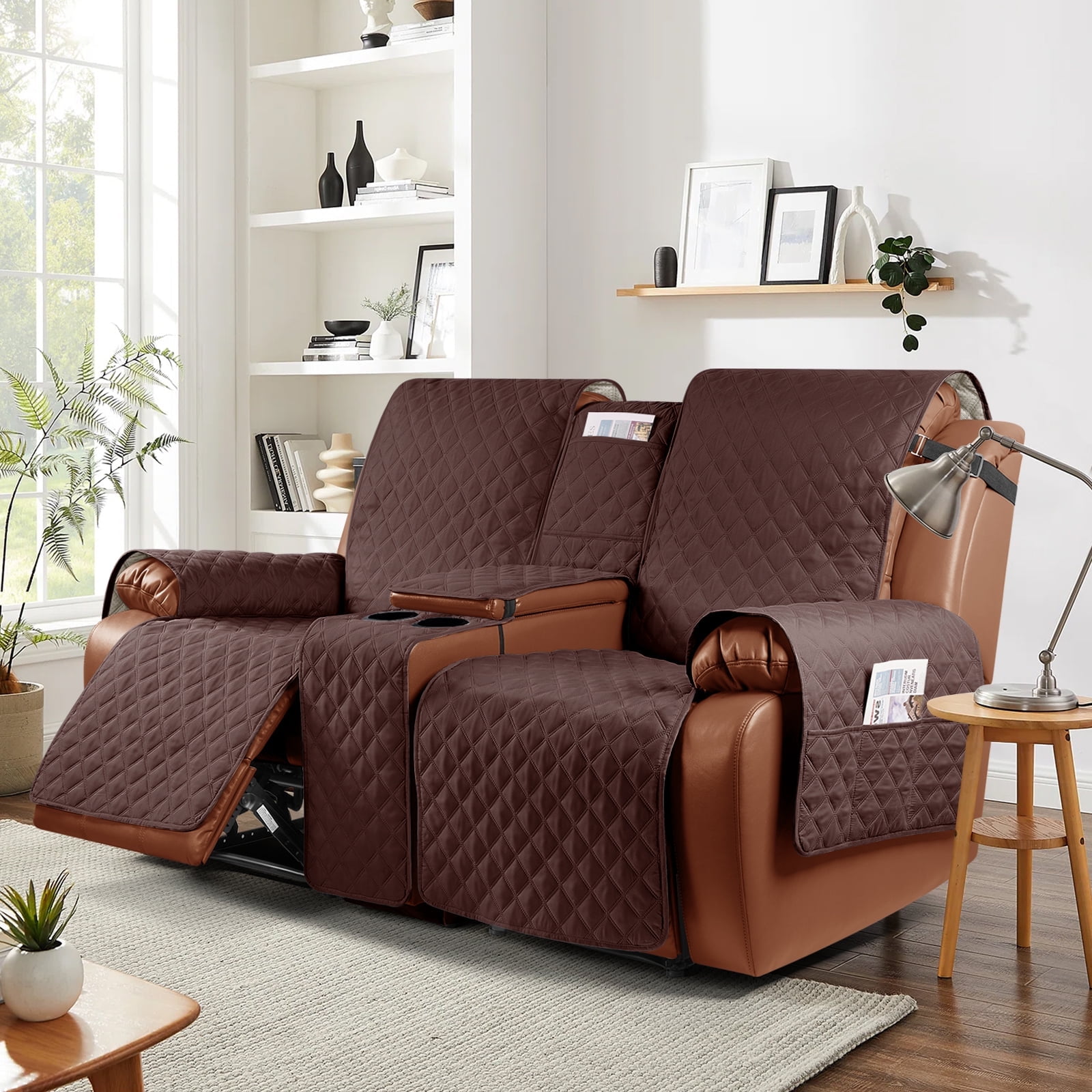 TIMELES Waterproof Loveseat Recliner Cover with Console, Non-Slip ...