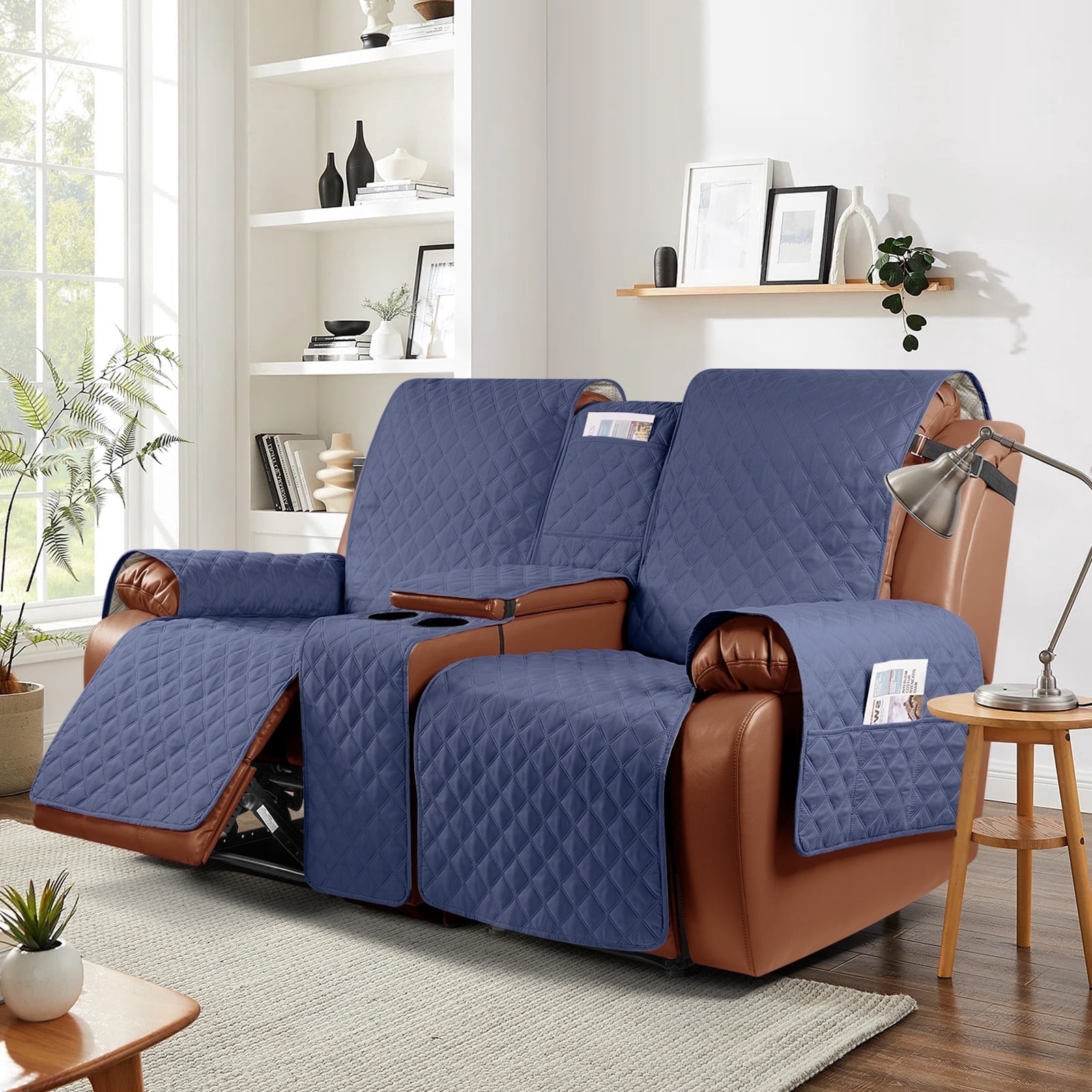 Timeles Waterproof Loveseat Recliner Cover with Console, Ocean Blue ...