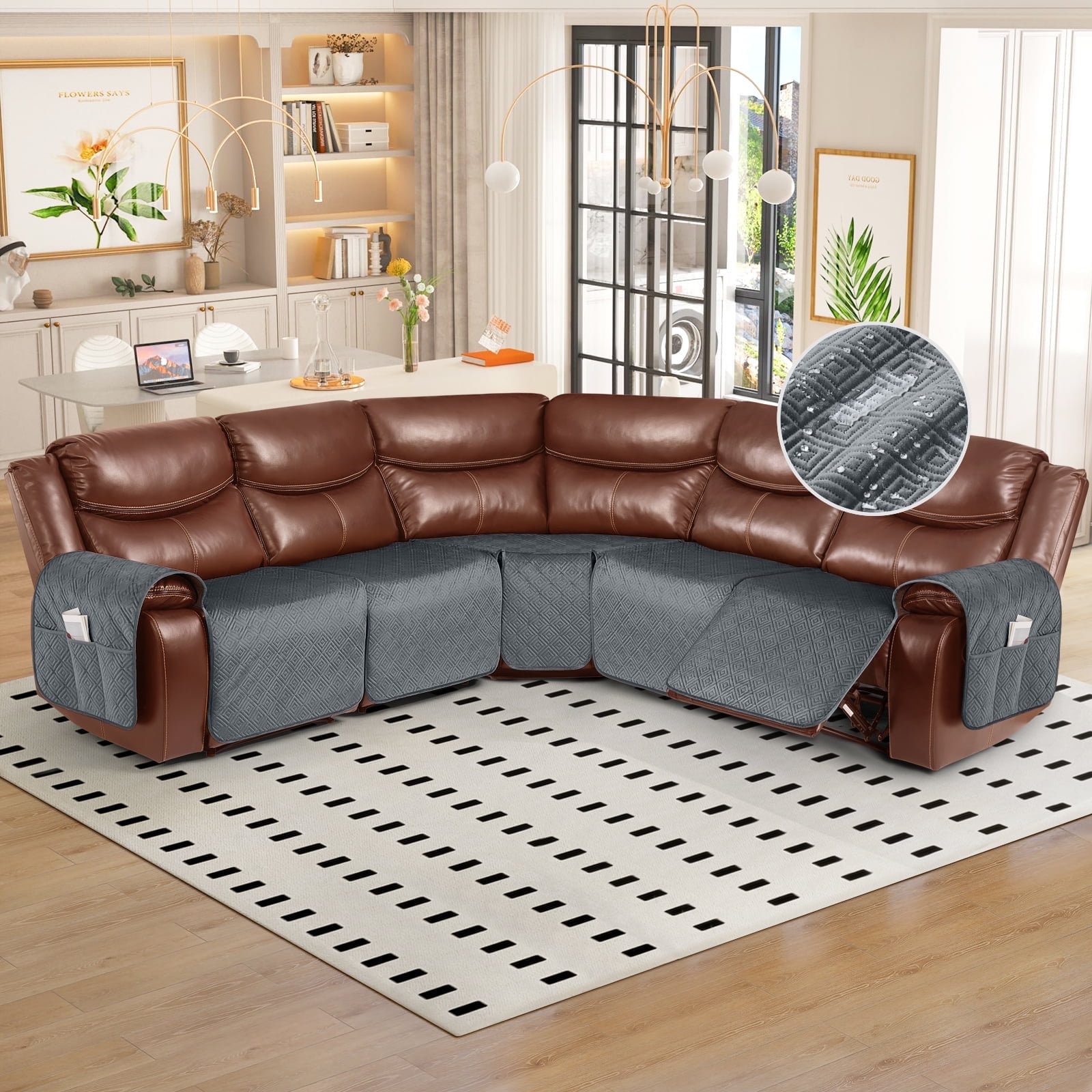 Timeles Waterproof Velvet Extra Large Recliner Sectional Couch Covers L ...