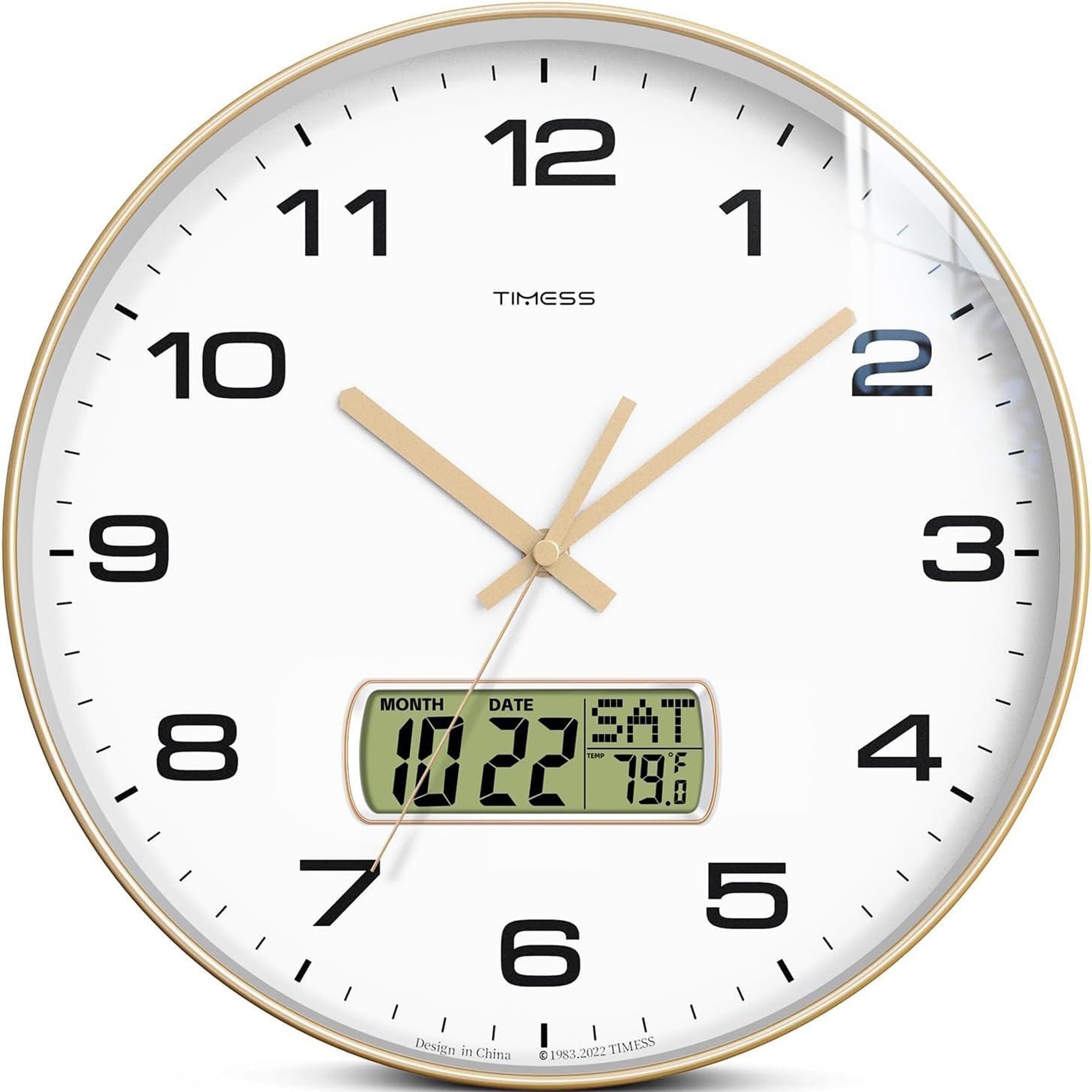 TIMESS 10" Analog Wall Clock with Date Display, Battery Operated Modern ...
