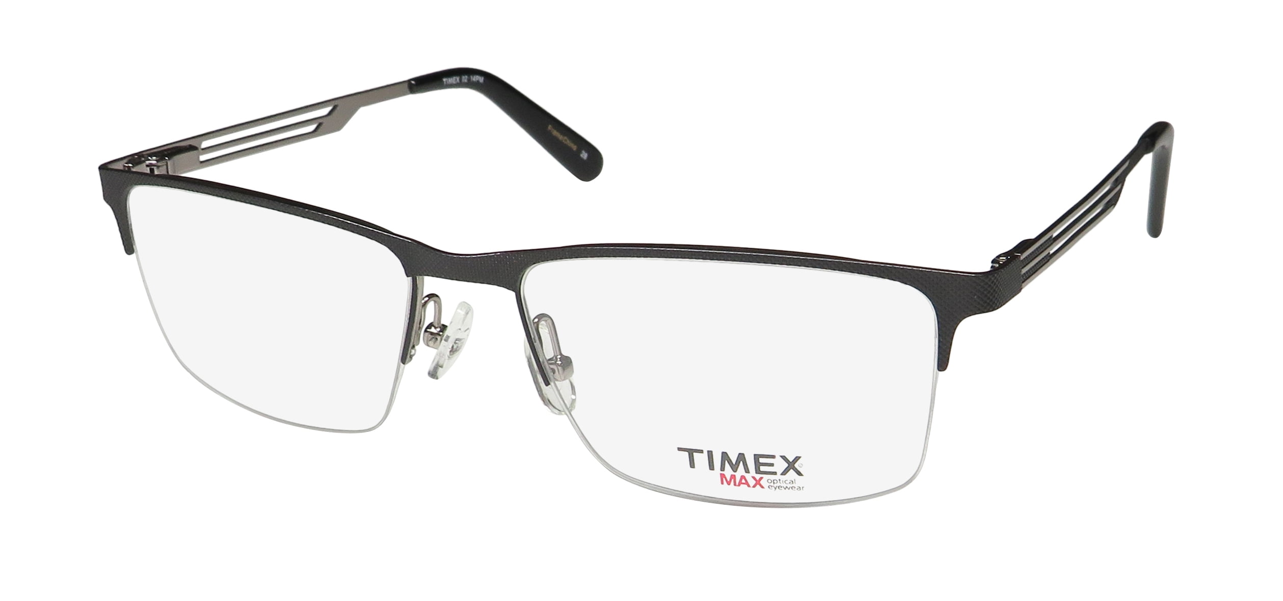 TIMEX 2:14 PM STAINLESS STEEL HALF-RIMLESS USA DESIGNER EYEGLASS FRAME/GLASSES - Walmart.com