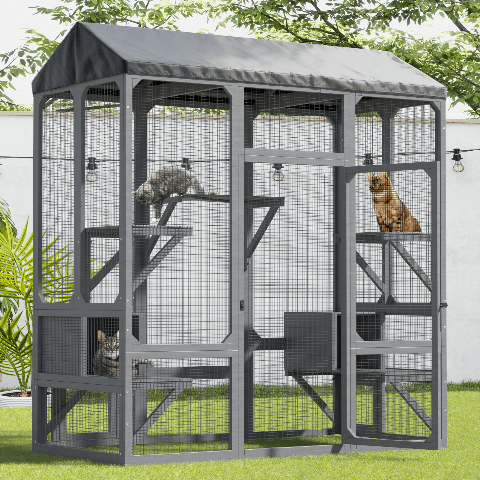 TIMHAKA 72” Catio Outdoor Cat Enclosure, Large Cat Catio for Multiple ...