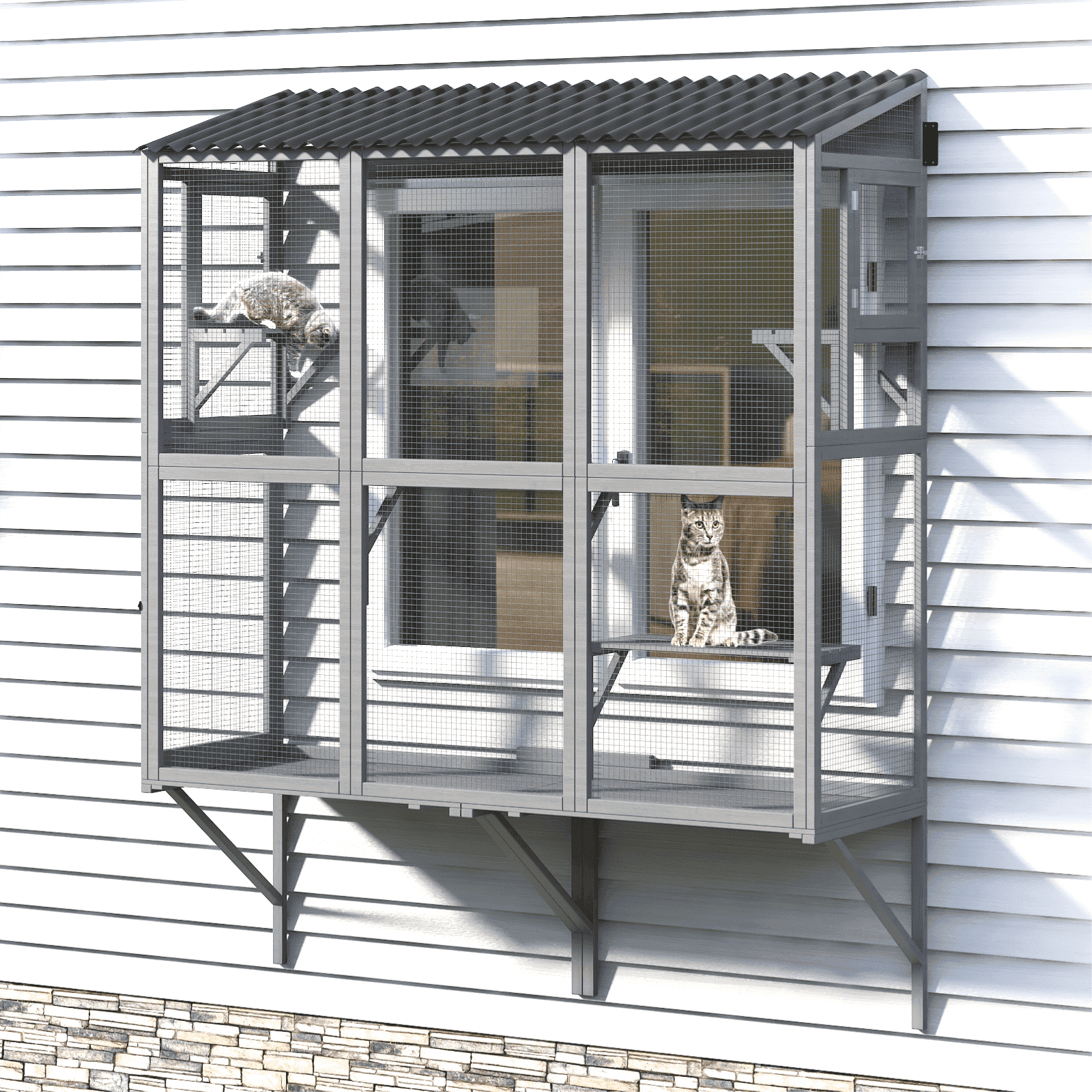 TIMHAKA Cat Window Catio for Indoor Cats with 4 Jump Platforms Cat ...