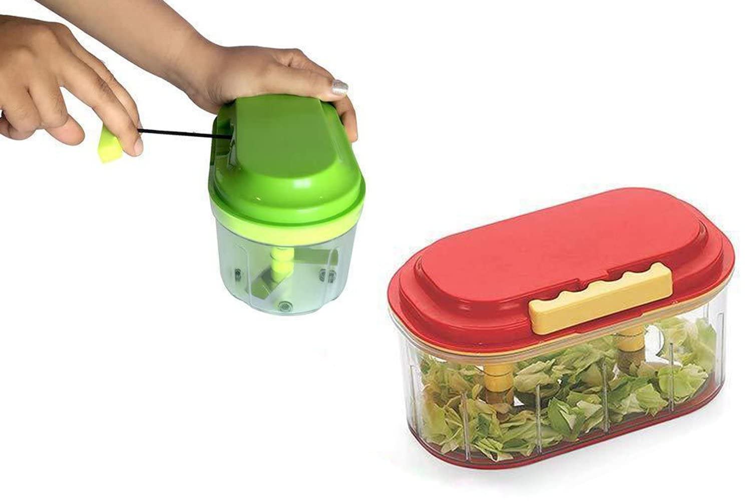 TIMORFA Vegetable and Fruit Twin Chopper Plastic Non Cutter Mixer Quick ...