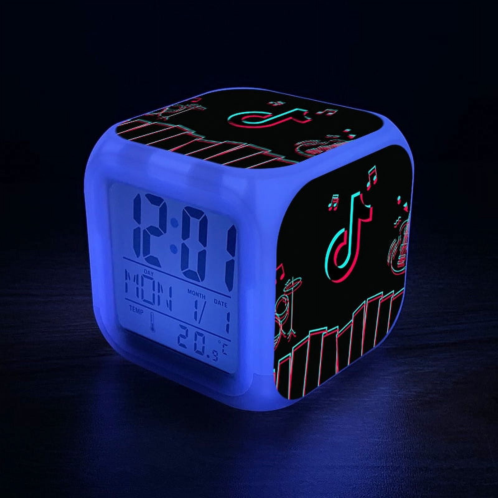 TIMPCV Wekity alarm clock 7-color LED square clock digital alarm clock ...