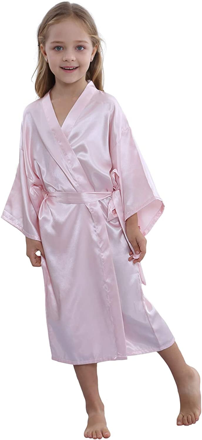 TIMSOPHIA Kids Satin Floral Kimono Robe Flower Girl Bath Robes for ...