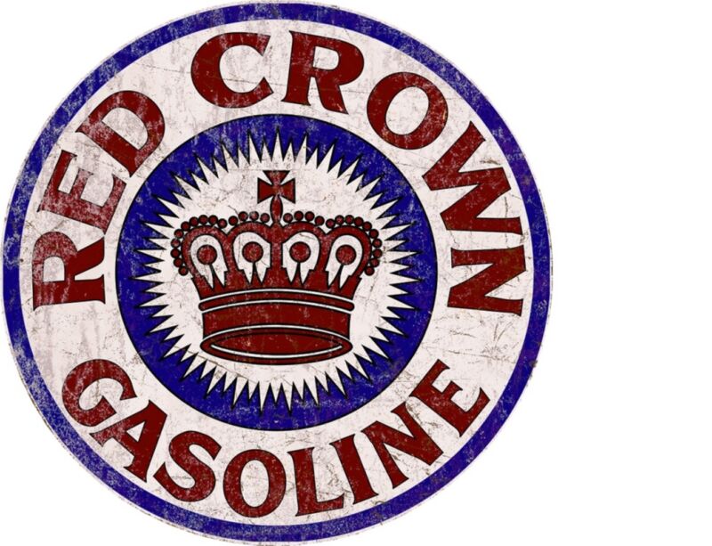 TIN SIGN "Red Crown" Gas-Oil Signs Rustic Wall Garage Road Diner Fuel ...