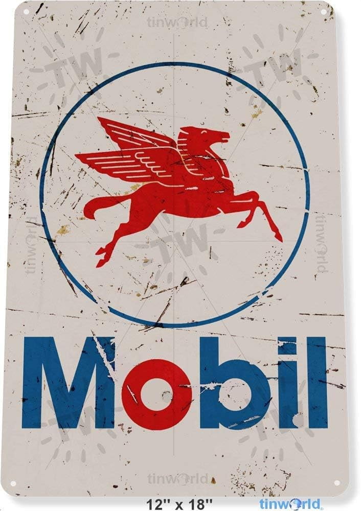 TIN Sign Mobil Logo Rust Auto Shop Grease Art Gas Oil Garage Station ...
